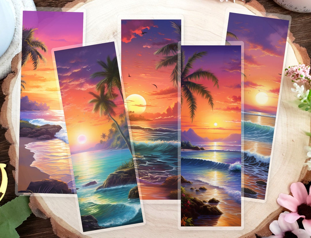 Tropical Bookmark | Ocean Bookmark | Summer Bookmark | Sunset Bookmark ...