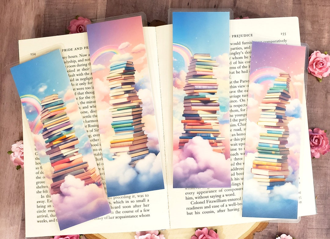 Pastel Book Stack Bookmark | Pastel Bookmark | Stack of Books Bookmark ...
