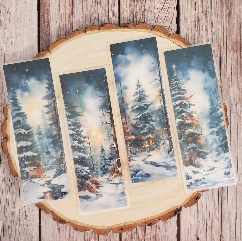 Wintry Trees Bookmark Winter Bookmark Bookmark With Trees in Winter ...