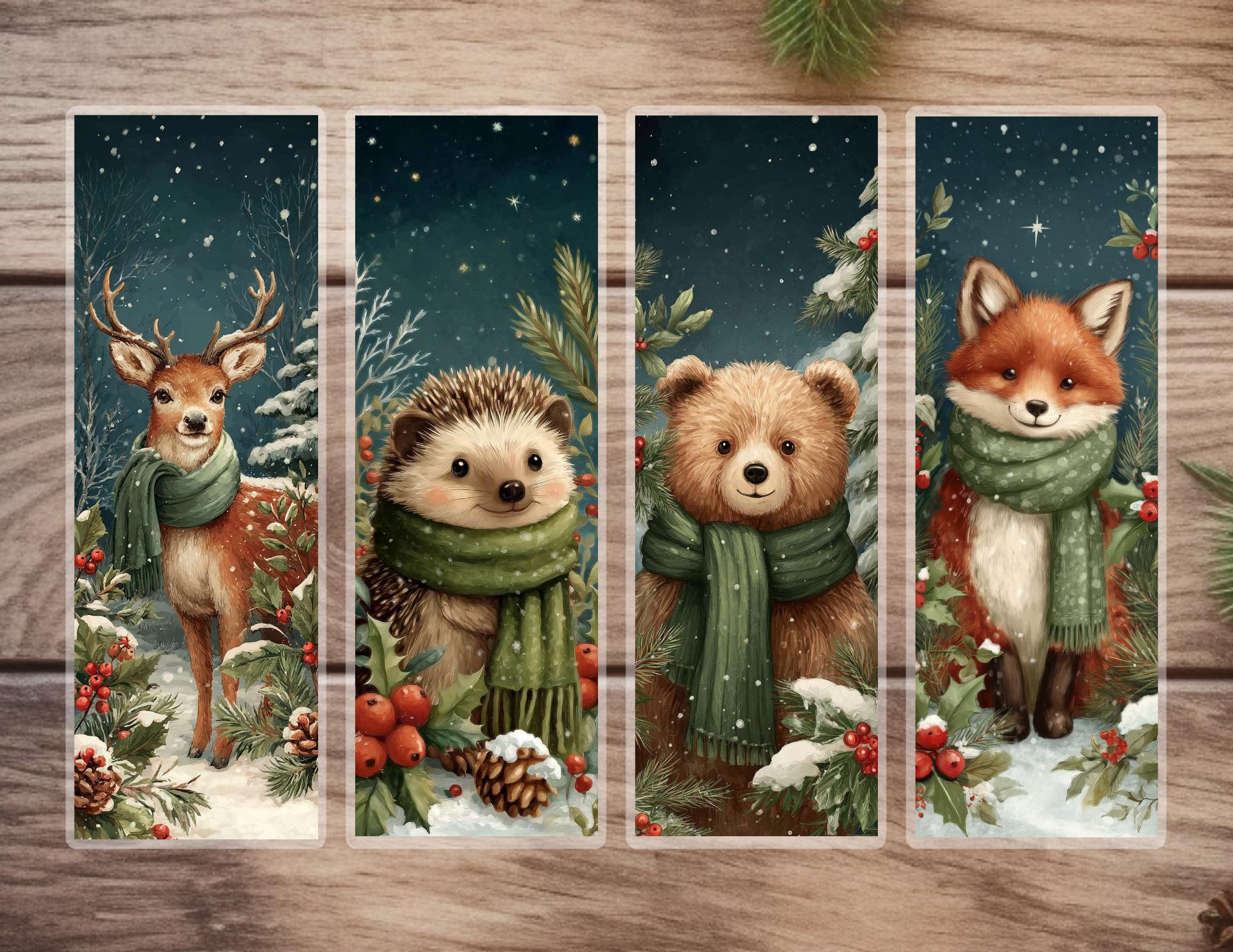 Winter Woodland Animal Bookmark Set - Deer, Fox, Bear & Hedgehog ...