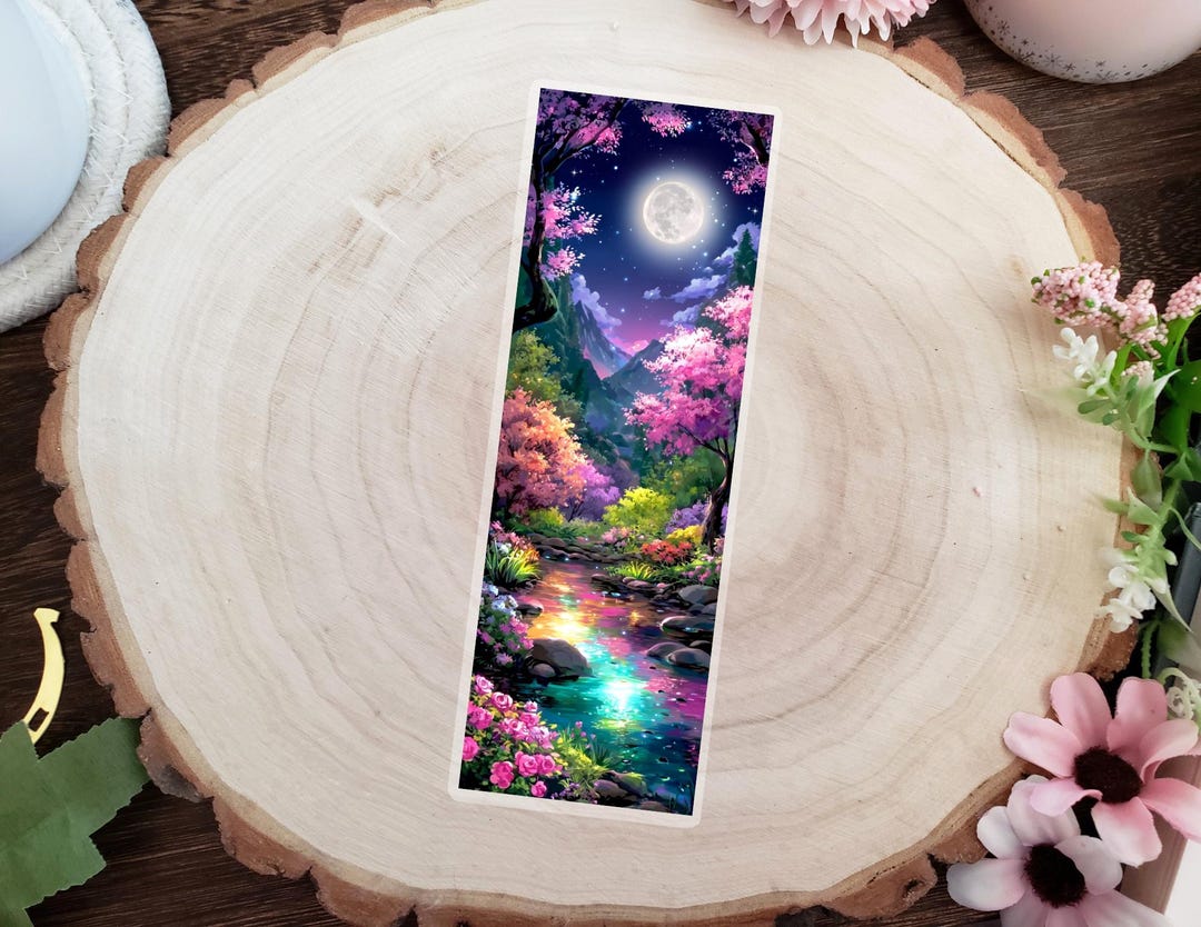Moonlight Water Bookmark | Celestial Night Sky Gift for Readers | Gift ...