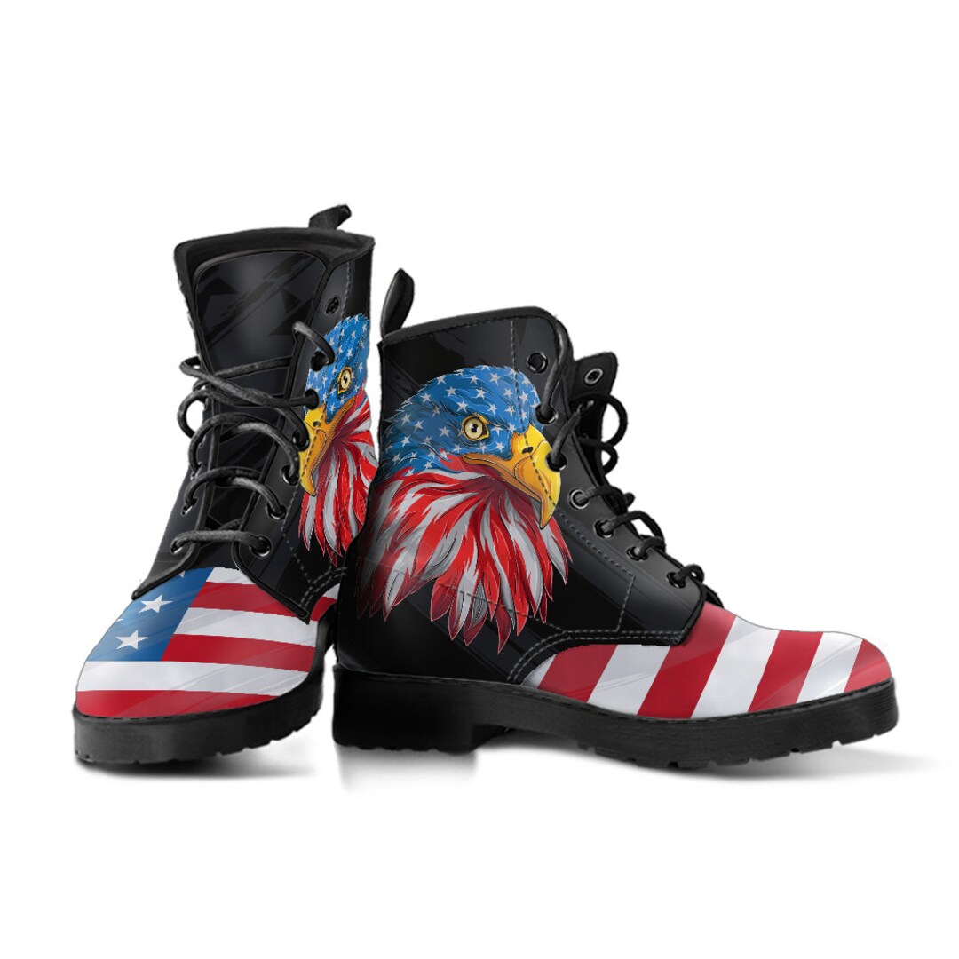Leather Boots USA Eagle America Flag Patriots Unisex, Boots Vegan ...