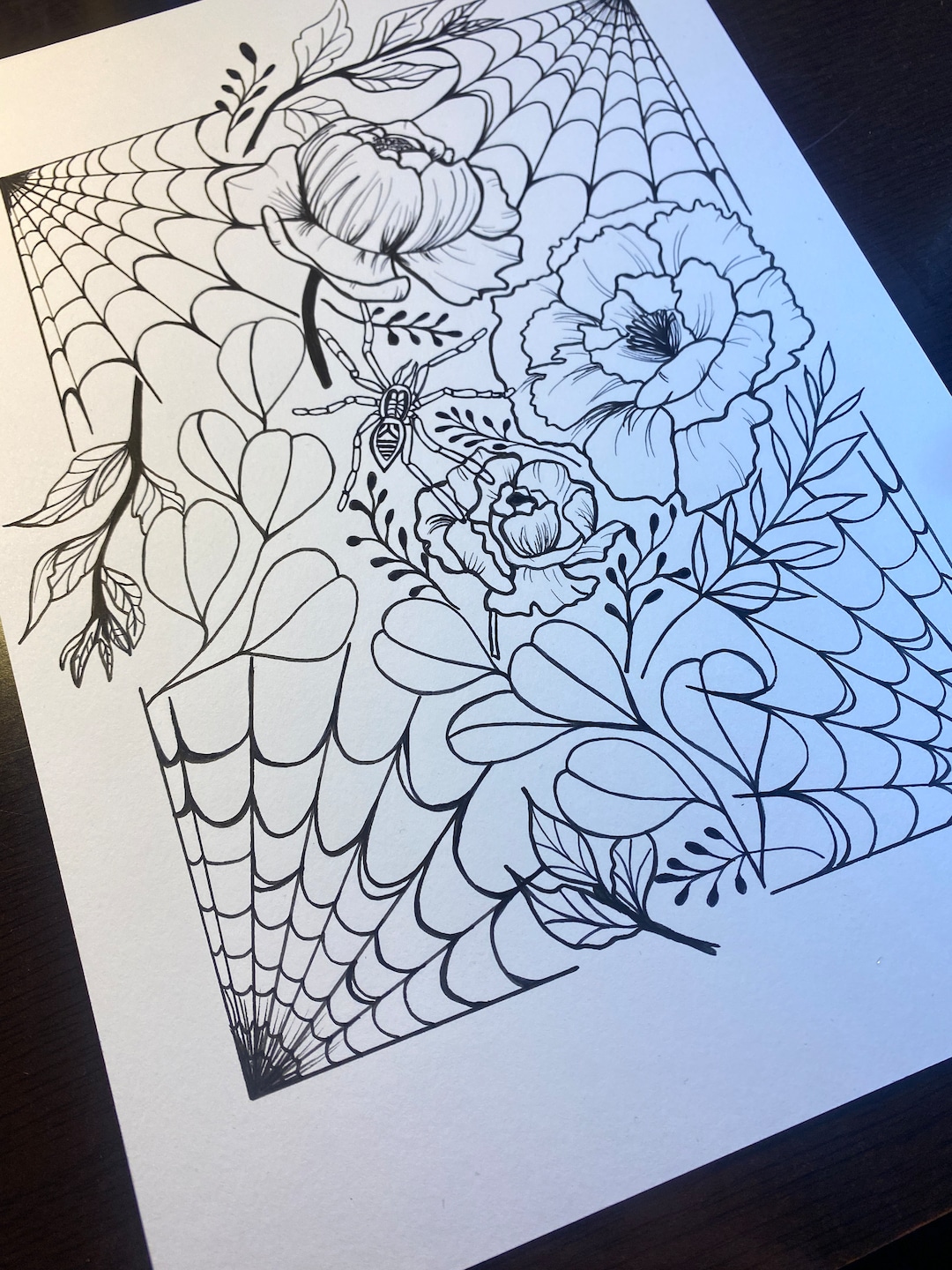 A4 Drawing Floral Inspiration Black and White - Etsy