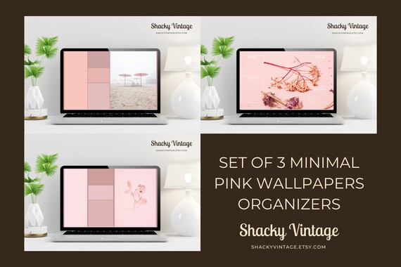Simple Minimal Pink Desktop Wallpaper Background set of 3 | Etsy