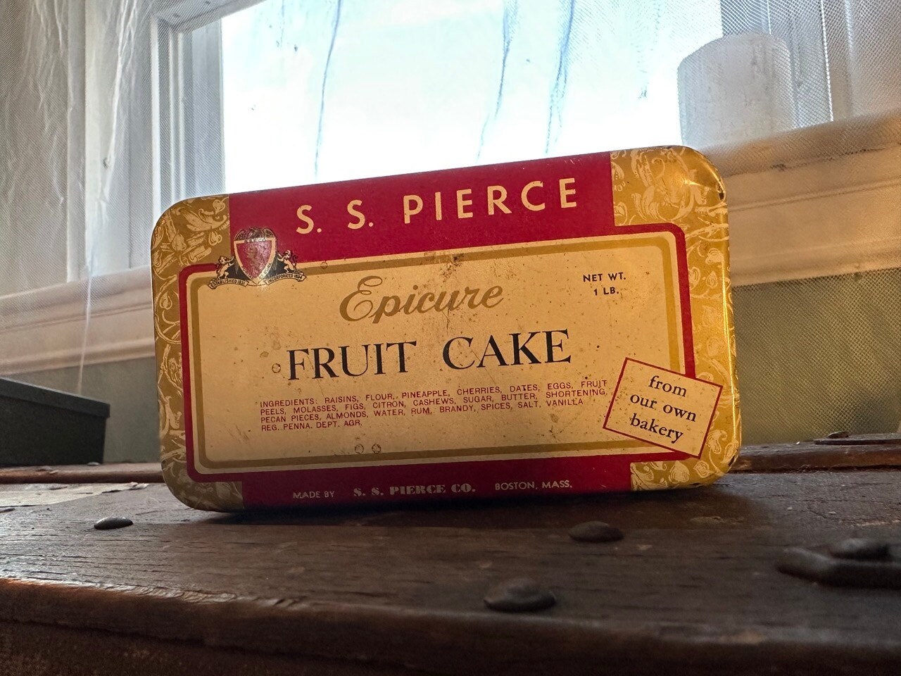 Antique Advertising: SS Pierce Epicure 1 LB Fruit Cake Tin Boston, MA ...