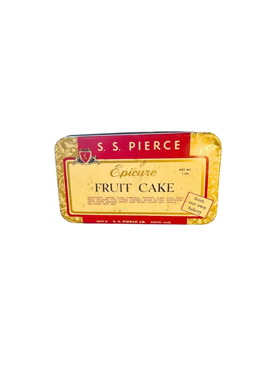 Antique Advertising: SS Pierce Epicure 1 LB Fruit Cake Tin Boston, MA ...