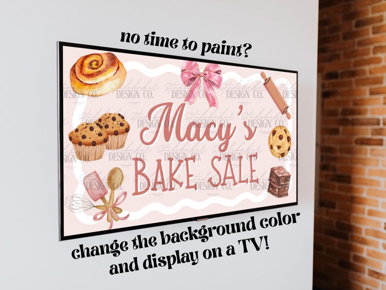 Bake Sale Painted Banner Template With Pink Bow for Girls, for ...