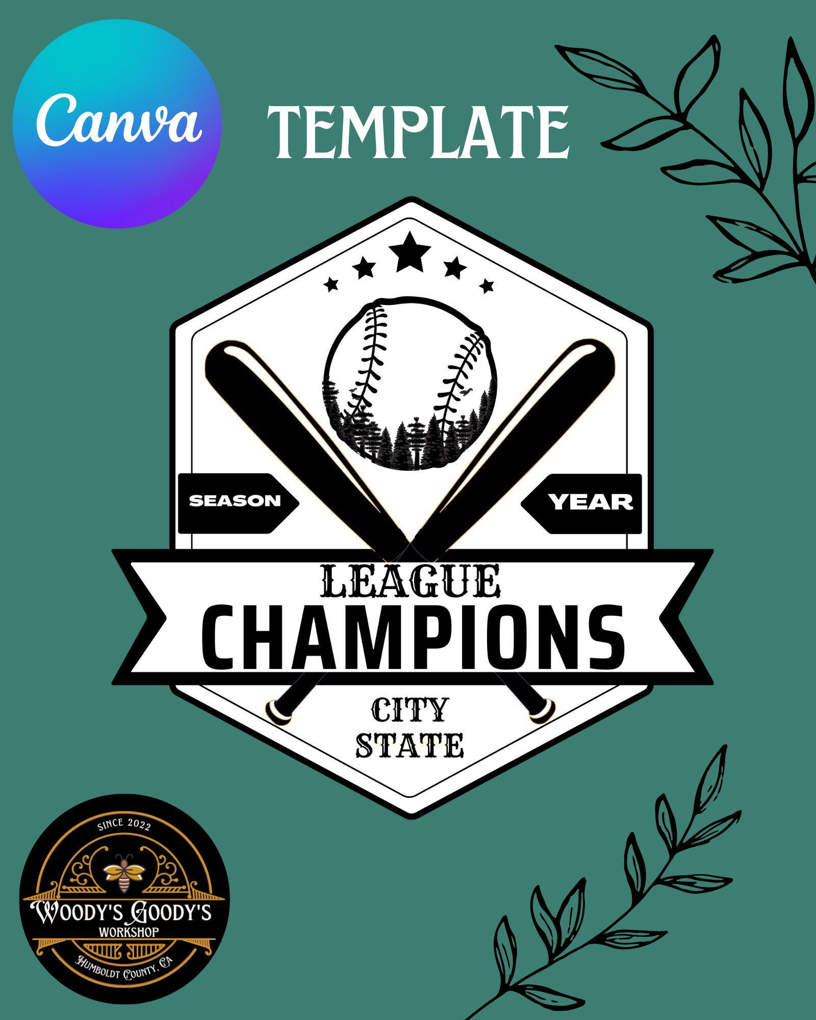 Softball/baseball Champions - Canva Template - Etsy