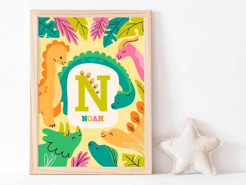 Dinoland - Kids Room Poster, Customizable With Letter and Name - Etsy