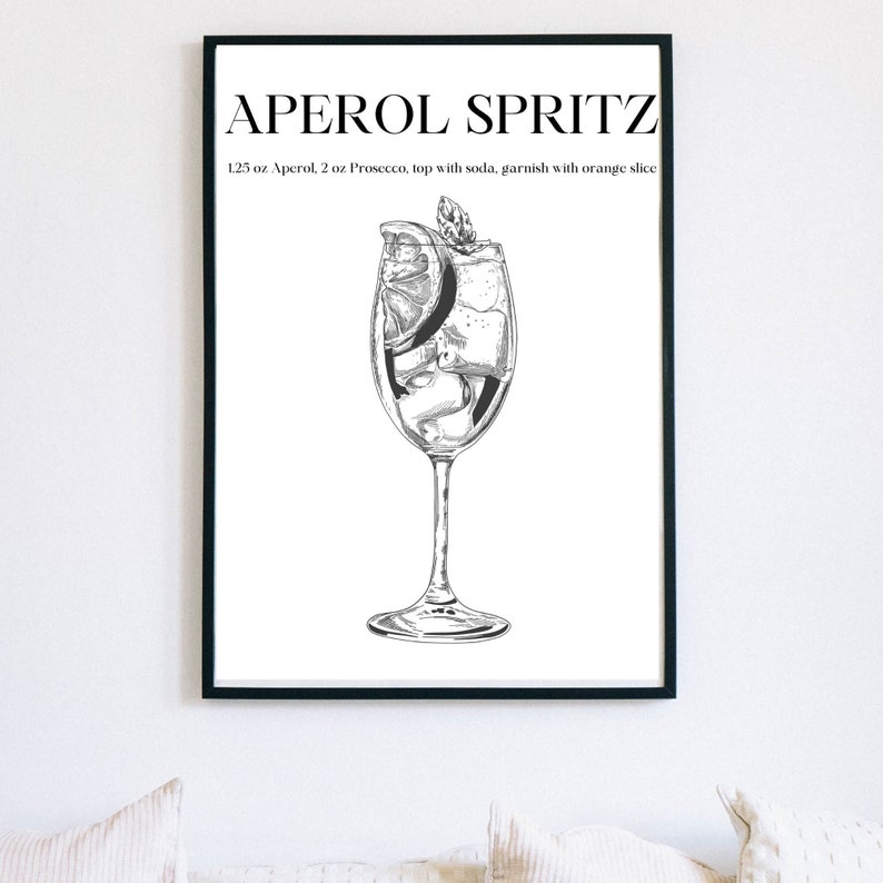 Aperol Spritz A4 Digital Print | Cocktail Print | Black and White - Etsy