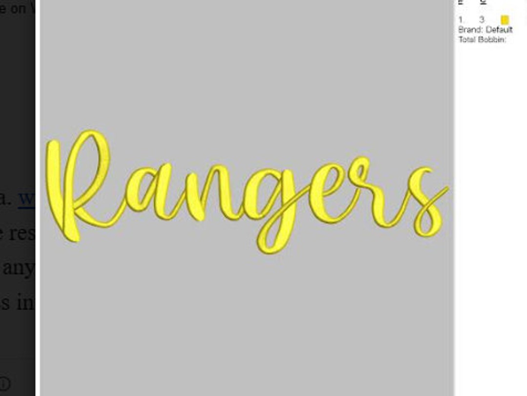 3D Embroidery Cursive 'rangers' DST File - Etsy
