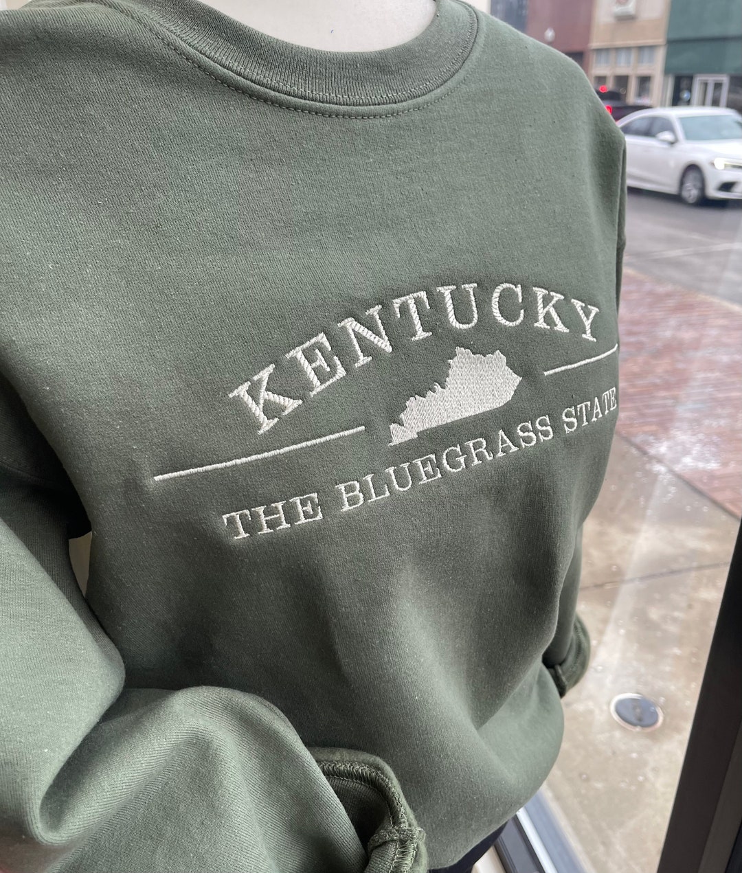 Military Green KY Bluegrass State Embroidered Crewneck - Etsy