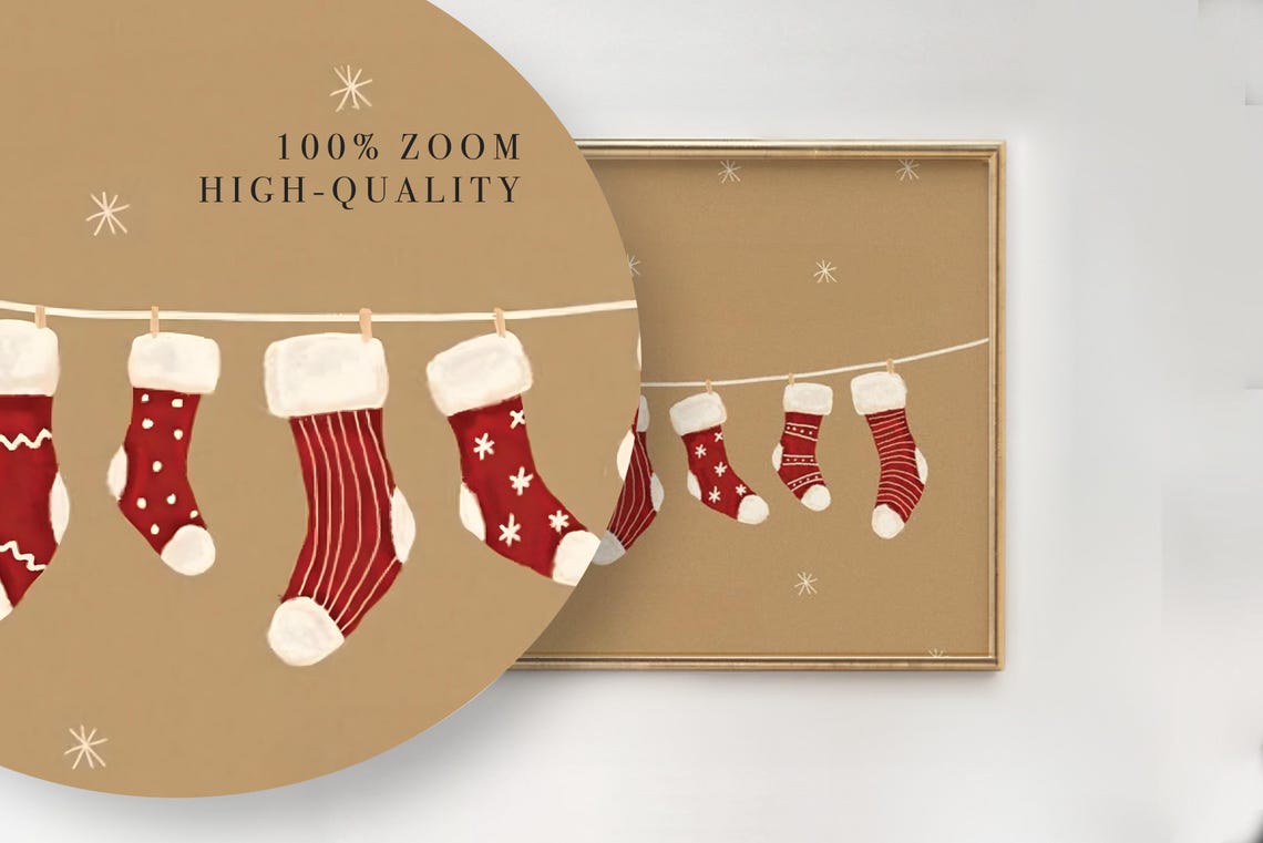 Christmas Digital Prints, Holiday Gallery Art Set, Festive Wall Decor ...