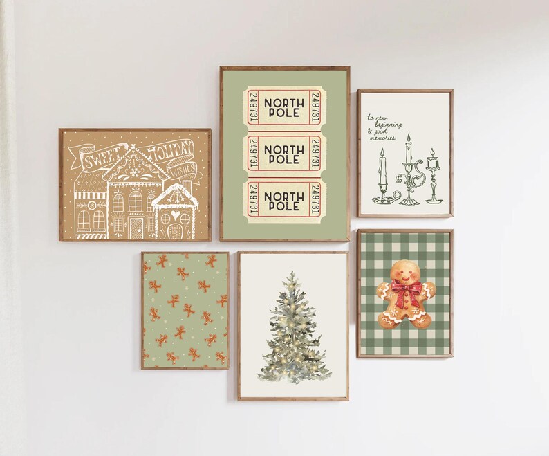 Christmas Digital Prints, Holiday Gallery Art Set, Festive Wall Decor ...