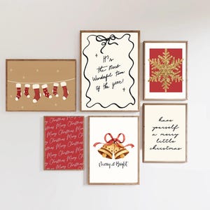 Christmas Digital Prints, Holiday Gallery Art Set, Festive Wall Decor ...