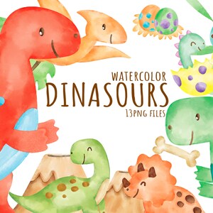 Watercolor Dinosaurs Clipart, Dinosaur Species, T-rex - Etsy