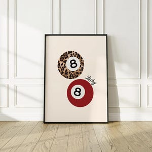Set of 3 Red Vintage Prints Leopard Cheetah Print 8 Ball Lucky Trendy ...