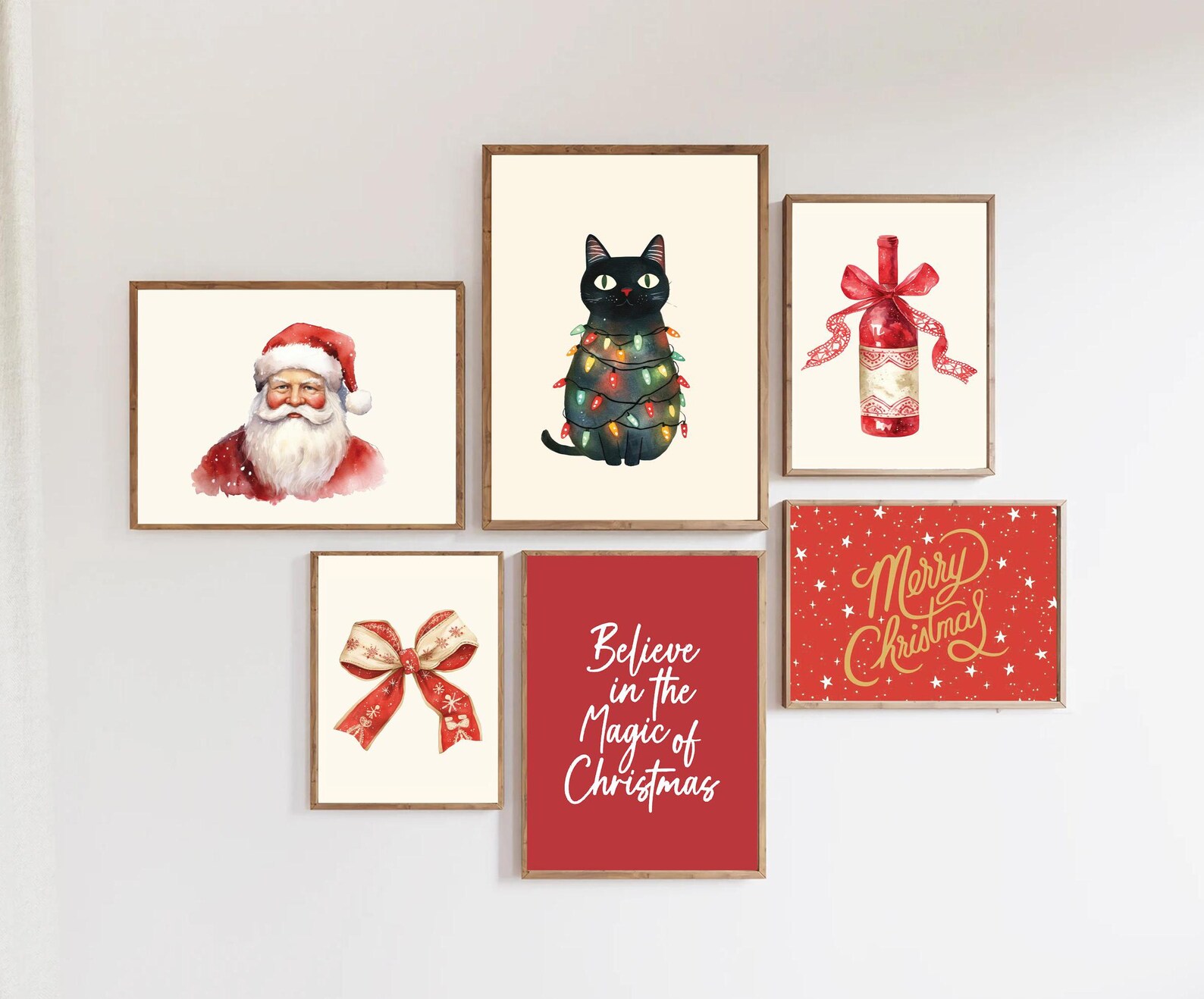 Christmas Digital Prints, Holiday Gallery Art Set, Festive Wall Decor ...