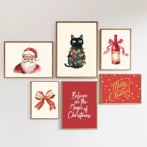 Christmas Digital Prints, Holiday Gallery Art Set, Festive Wall Decor ...