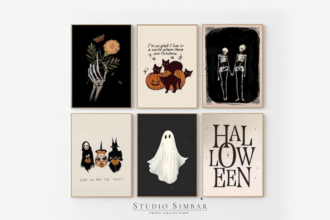 Halloween Wall Art Printable Spooky Wall Art Prints Halloween Collage ...