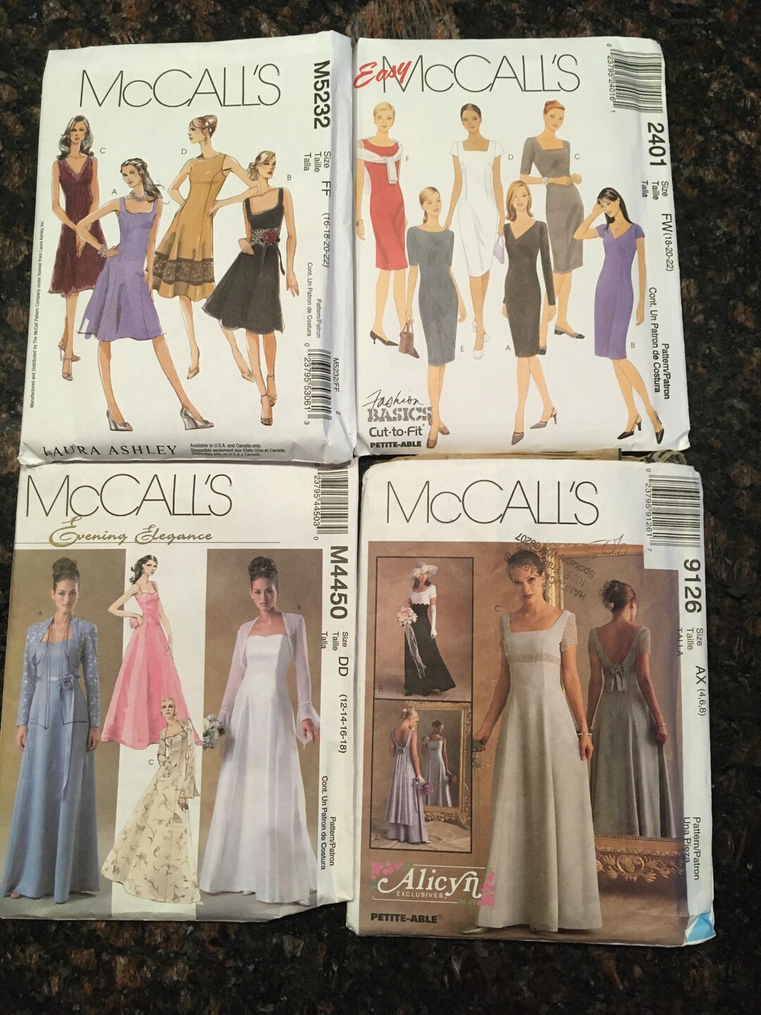 Dressy Dress Patterns Mccall's 5232, 2401,4450, 9126 Formal Brides Maid ...