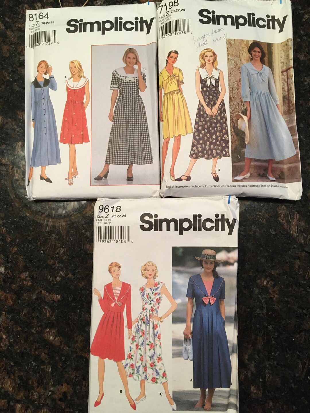 Simplicity Misses'/miss Petite Patterns 8164,7198,9618 for Sailor ...