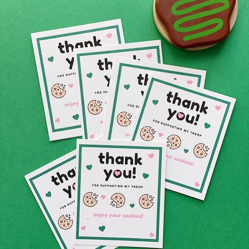 Girl Scouts-cookie Thank You Tag-girl Scout Cookie Seller-girl - Etsy