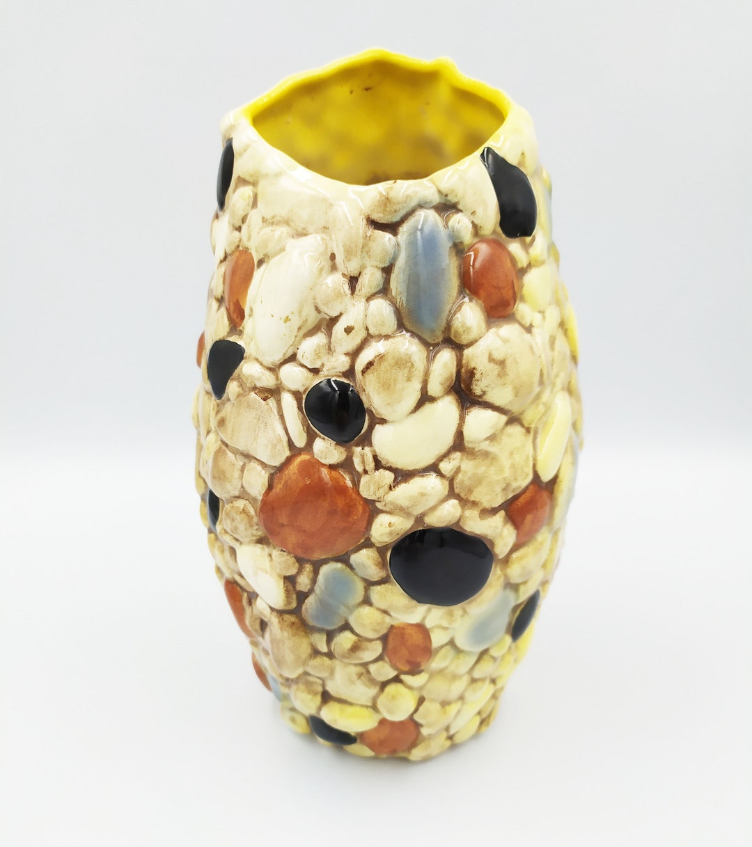 Large Sylvac Pebble Vase, Vintage 1960s Pebble Yellow Inner Glaze ...
