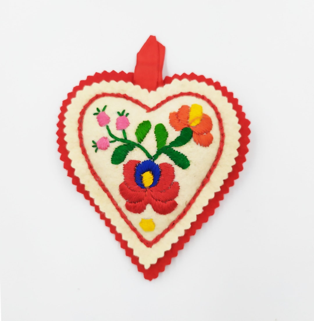 Heart Ornament Kalosca Hungary Embroidered Hanging Heart - Etsy