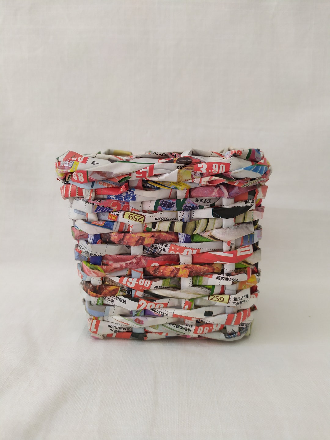 Recycled Paper Square Basket Woven Paper Basket Eco - Etsy