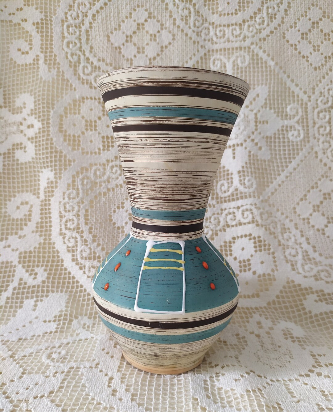 Vintage German Ceramic Vase, Modernist Art Pottery, Mid Century ...