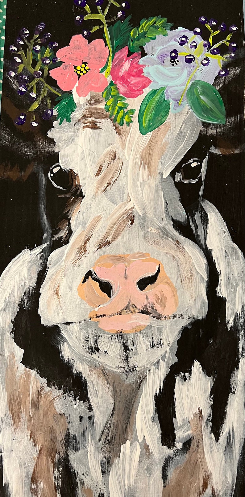 Cow With Flowers - Etsy