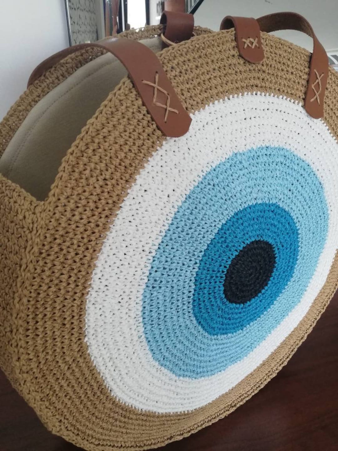Knitted Handbag, Knitted Handmade Bag, Evil Eye Bag, Handmade Evil Eye ...
