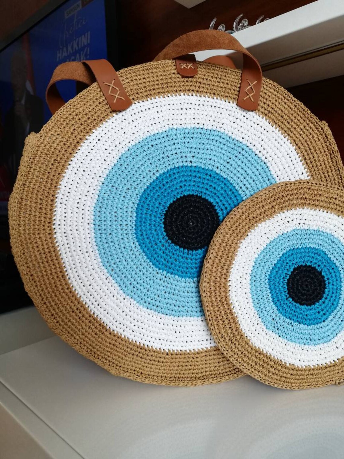 Knitted Handbag, Knitted Handmade Bag, Evil Eye Bag, Handmade Evil Eye ...