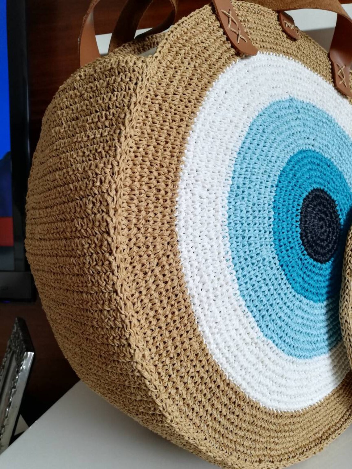 Knitted Handbag, Knitted Handmade Bag, Evil Eye Bag, Handmade Evil Eye ...