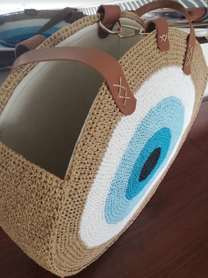 Knitted Handbag, Knitted Handmade Bag, Evil Eye Bag, Handmade Evil Eye ...