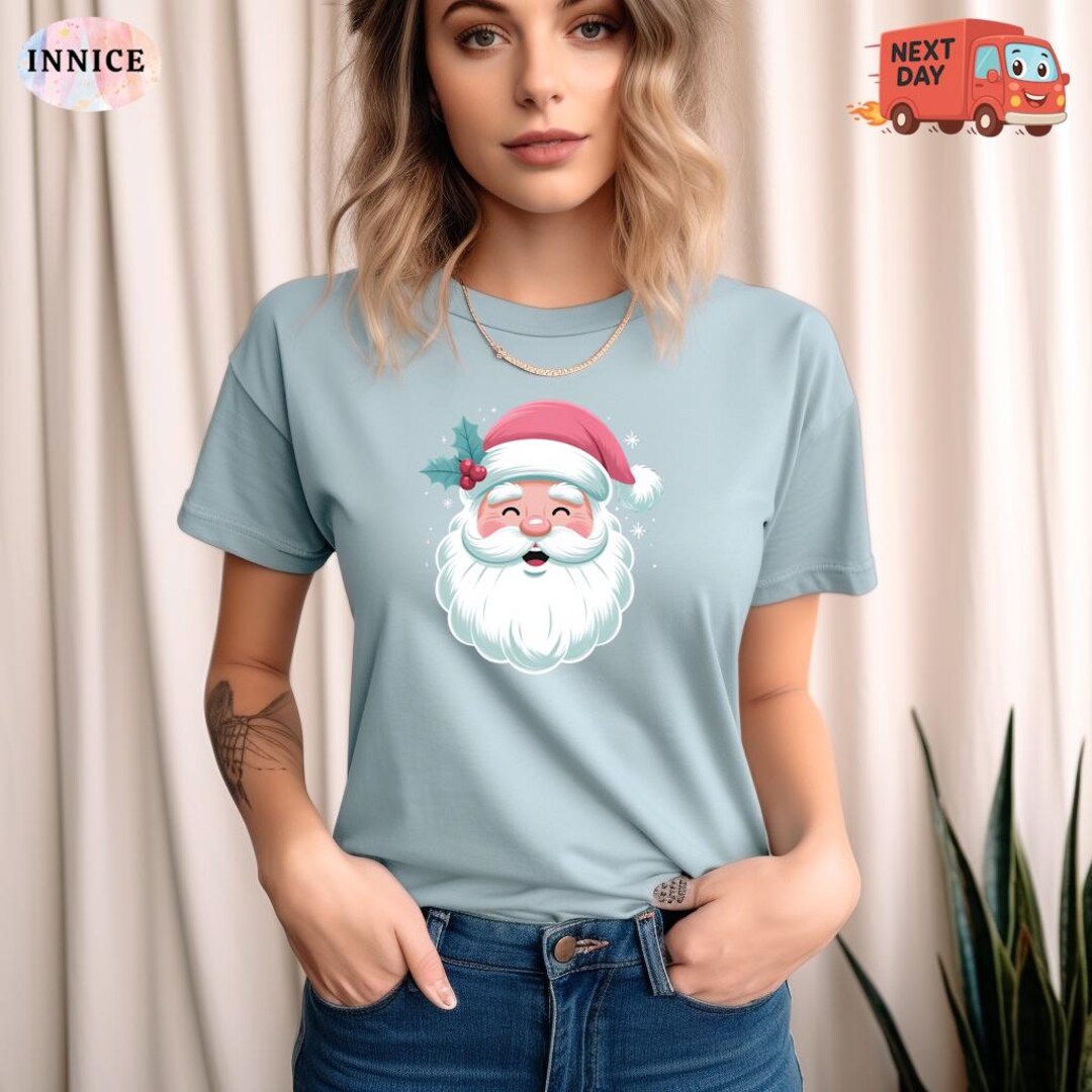 Comfort Colors Shirt,jolly Santa Face Watercolor Christmas T-shirt. - Etsy