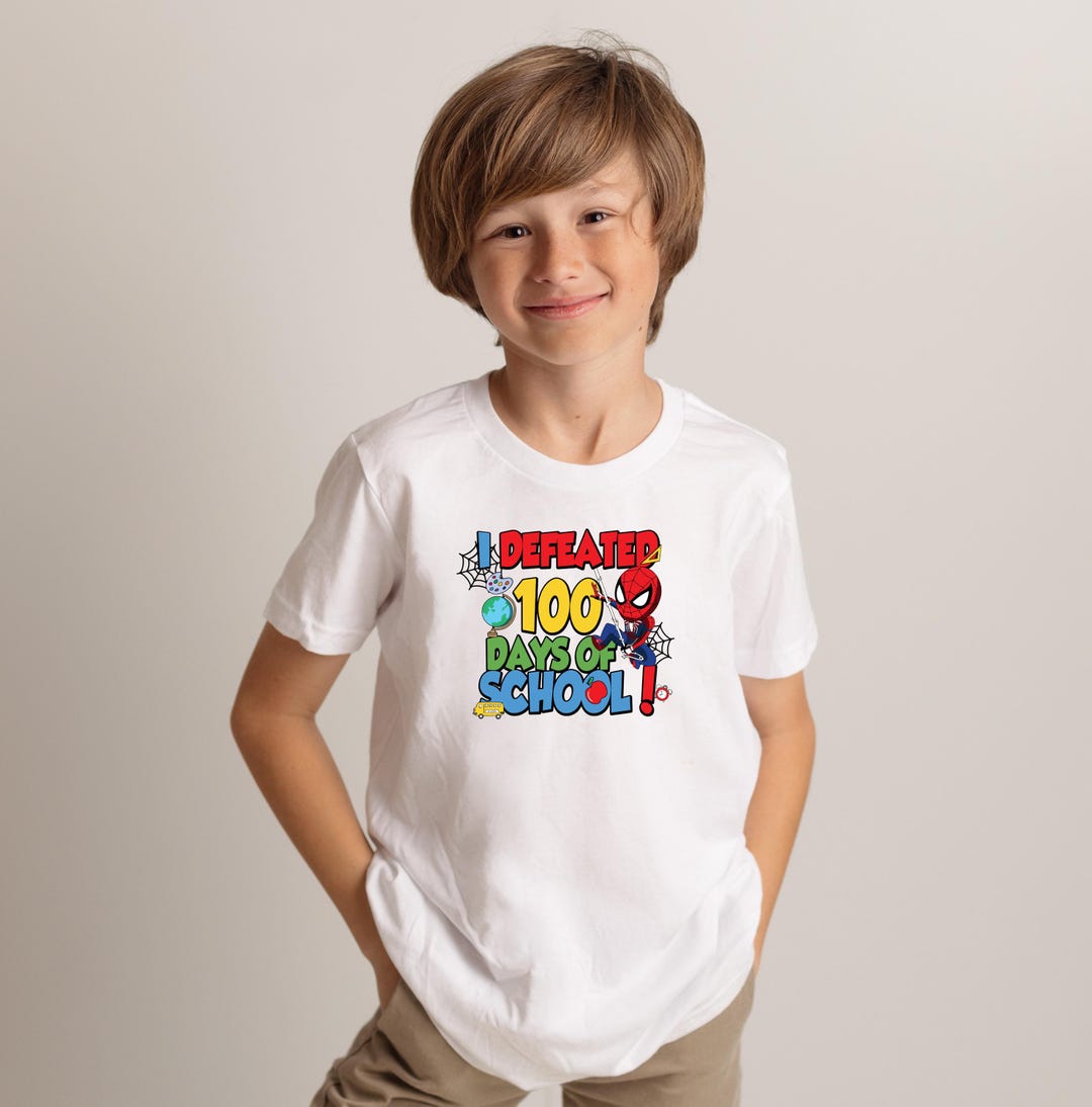Spider Man I Defeated 100 Days of School T-shirt, Spider Man Youth T ...