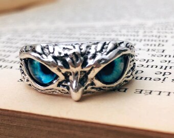 Owl Blue Eyes Ring - Etsy
