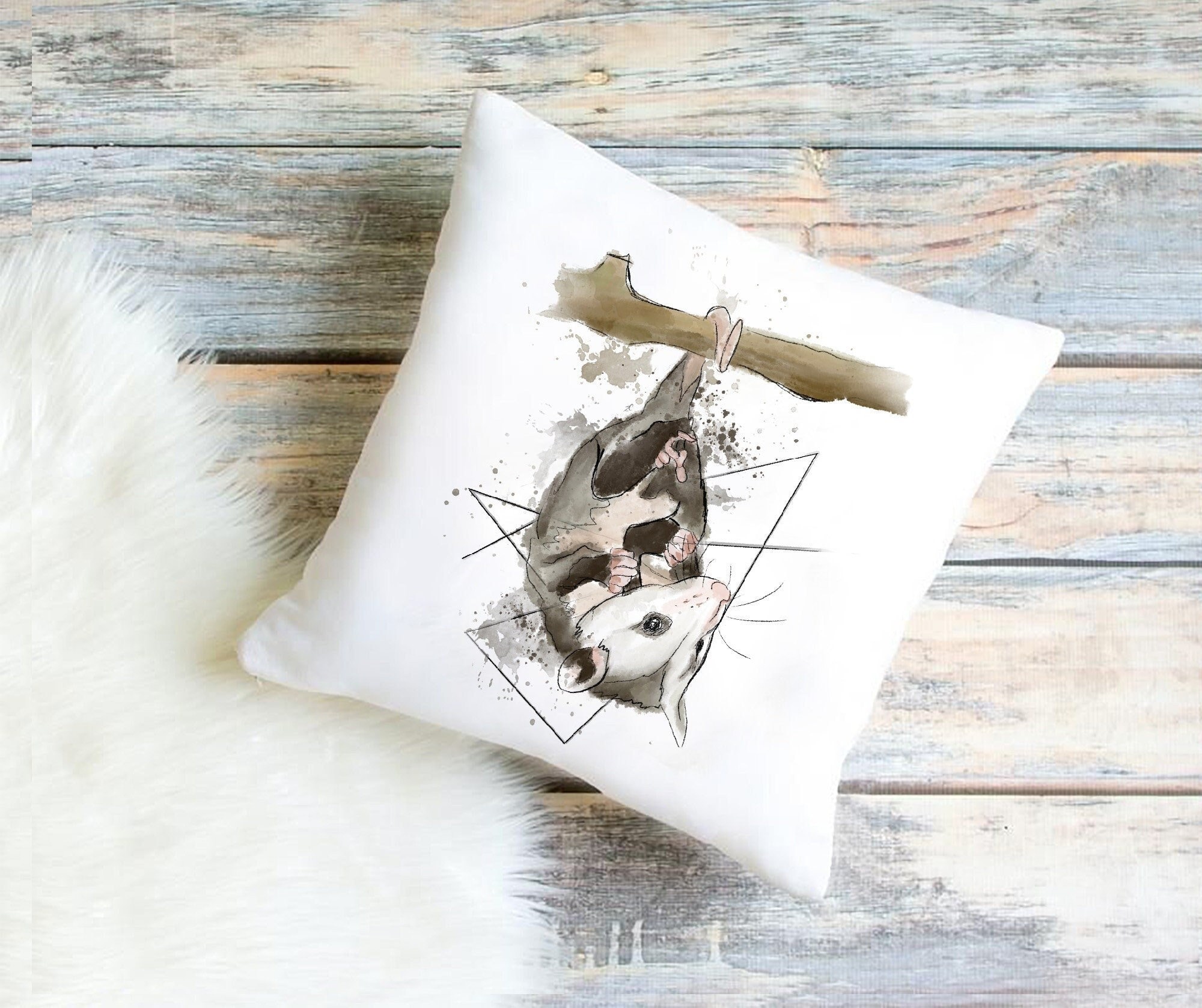 Geometric Opossum Pillow Opossum Decor Pillow Opossum Throw Pillow ...