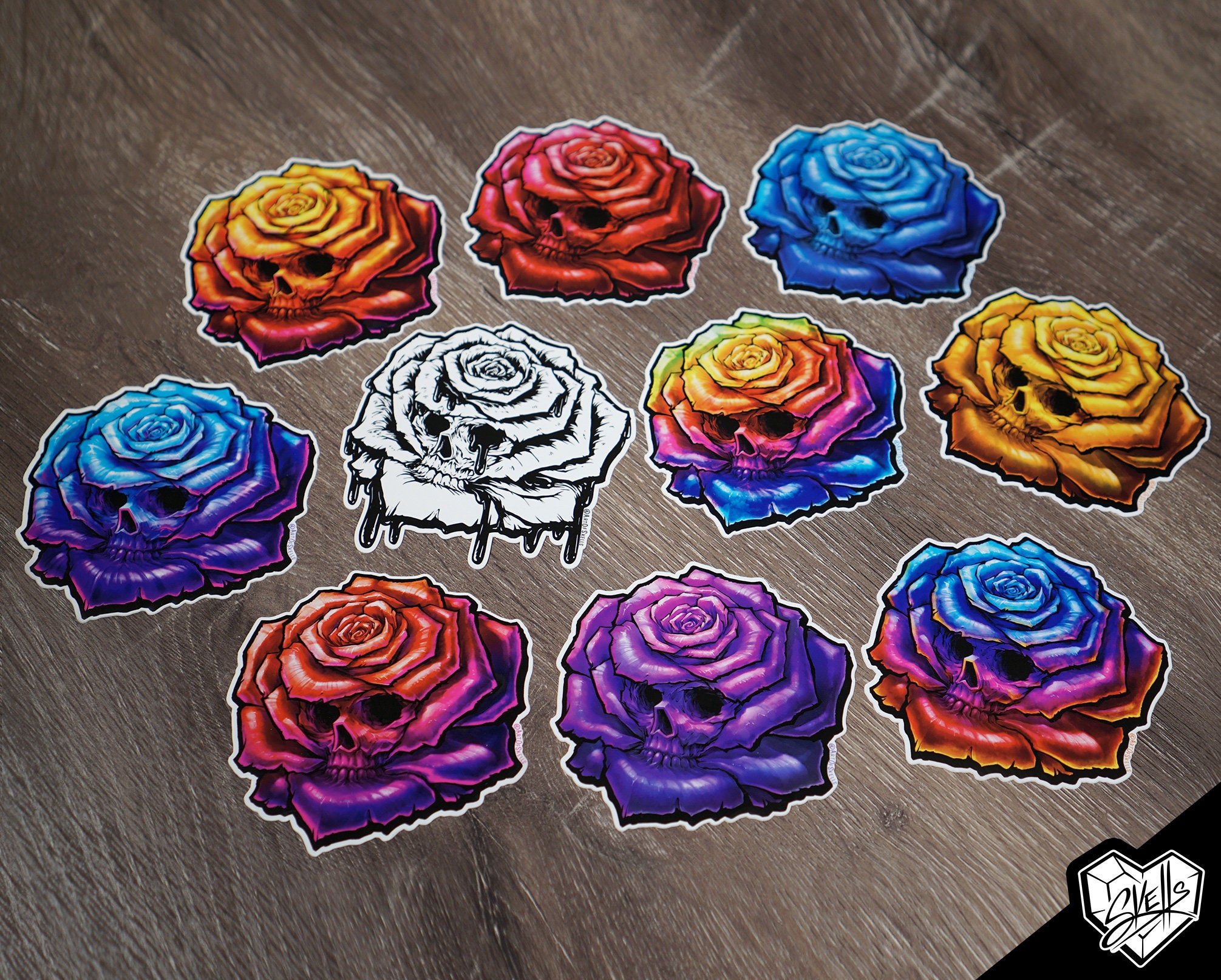 Skull Roses Pack 10 Stickers - Etsy