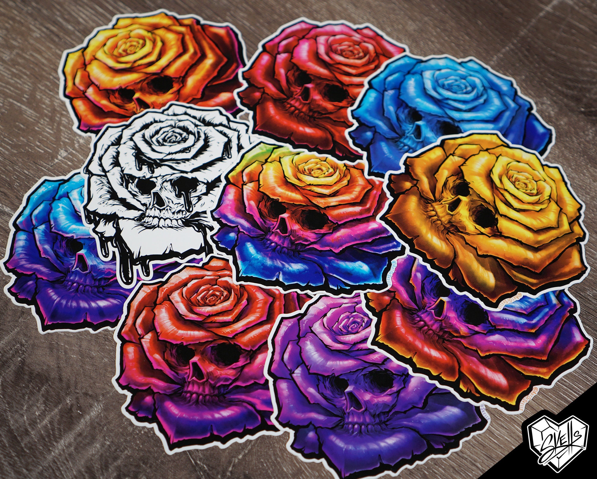 Skull Roses Pack 10 Stickers - Etsy