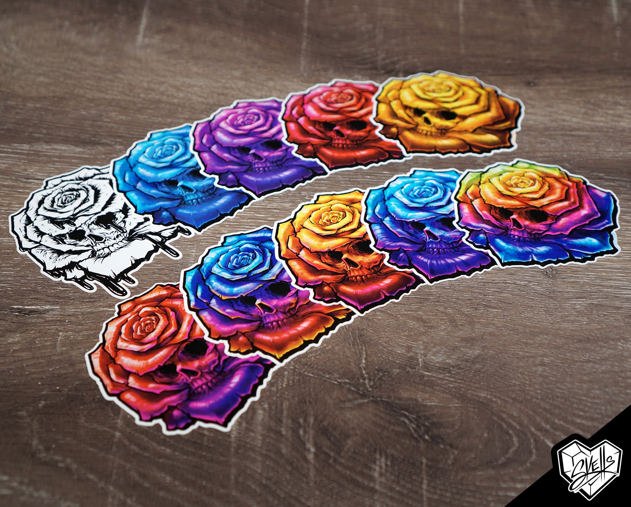 Skull Roses Pack 10 Stickers - Etsy