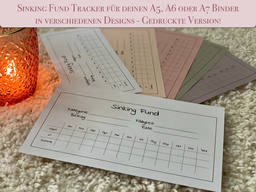 Sinking Fund Tracker for A5, A6 & A7 Binder for Filing or for the ...