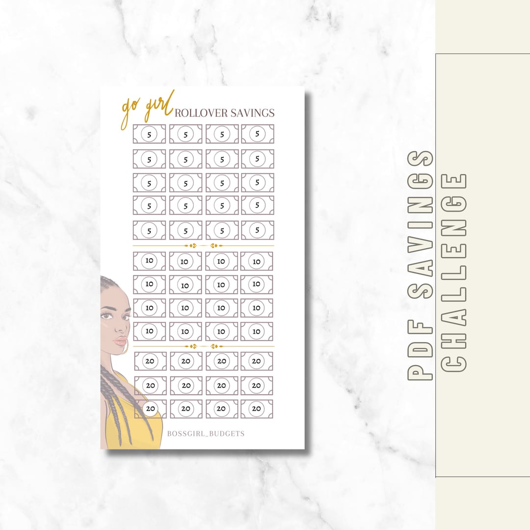 Rollover Savings Challenge | Printable A6 and A4 | PDF Download ...
