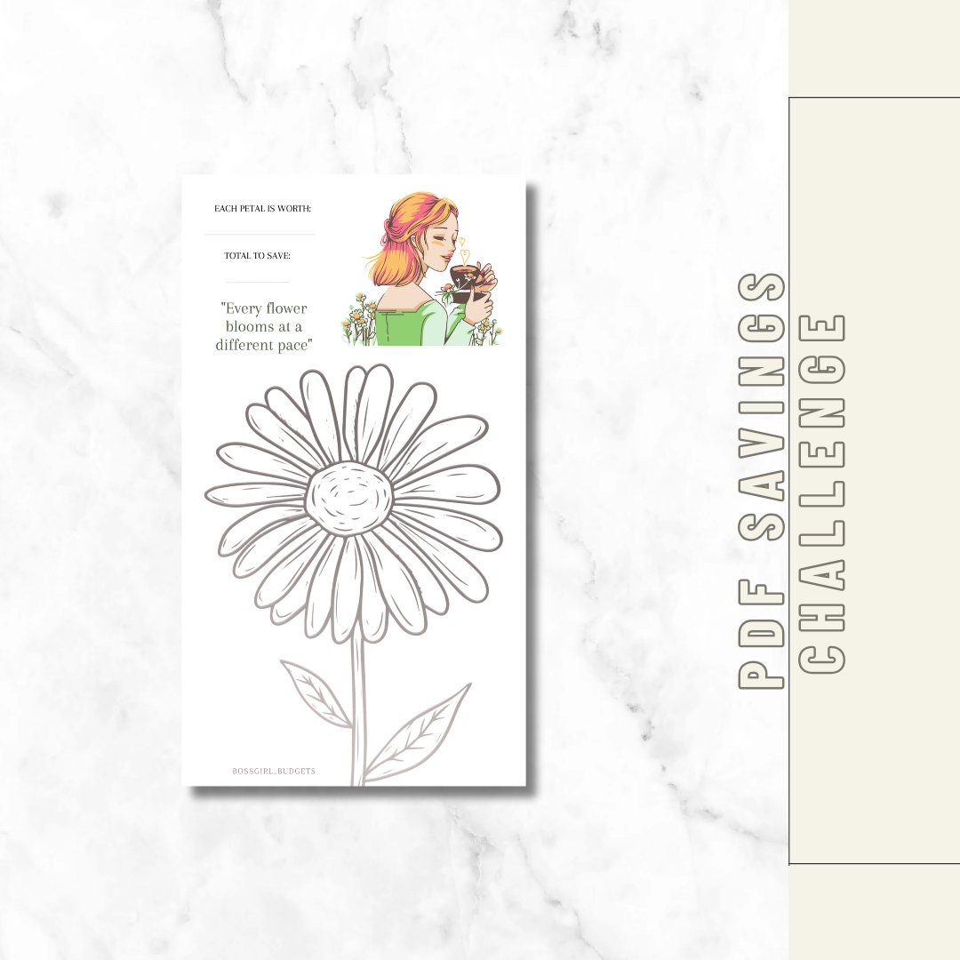 Bloom Savings Challenge | Printable A6 and A4 | PDF Download | Budget ...