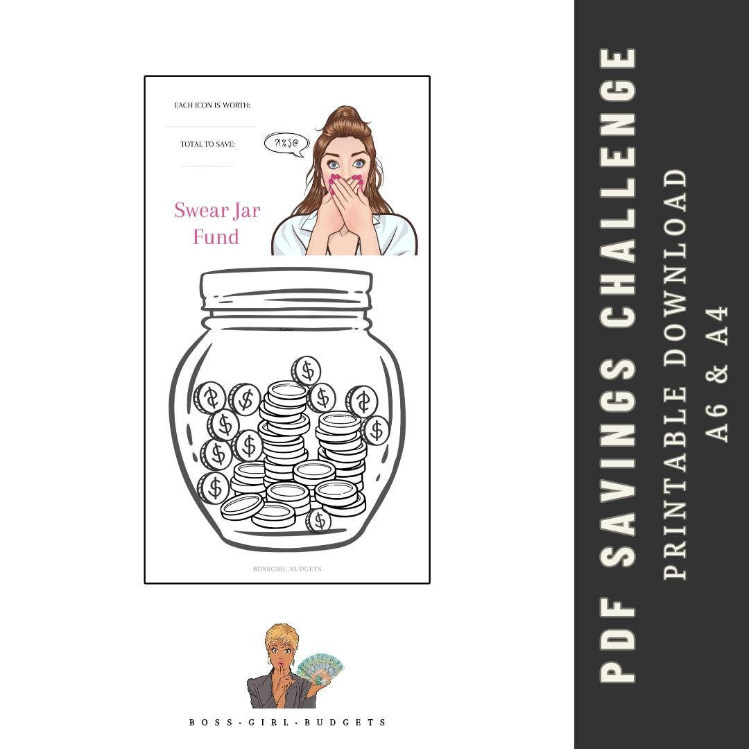 Swear Jar Savings Challenge | Printable A6 and A4 | PDF Download ...