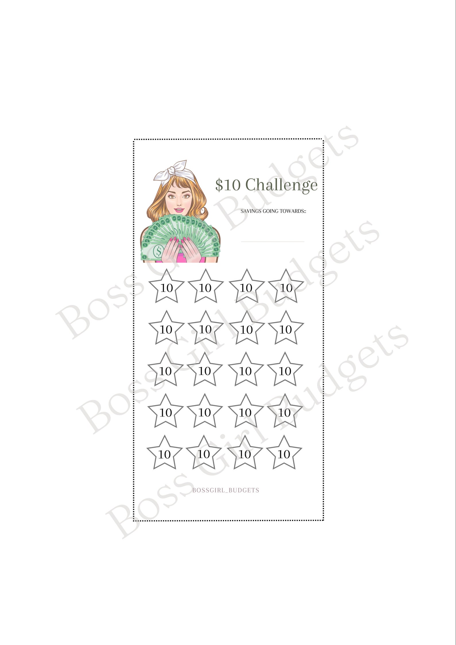 Ten Dollar Savings Challenge | Printable A6 and A4 | PDF Download ...