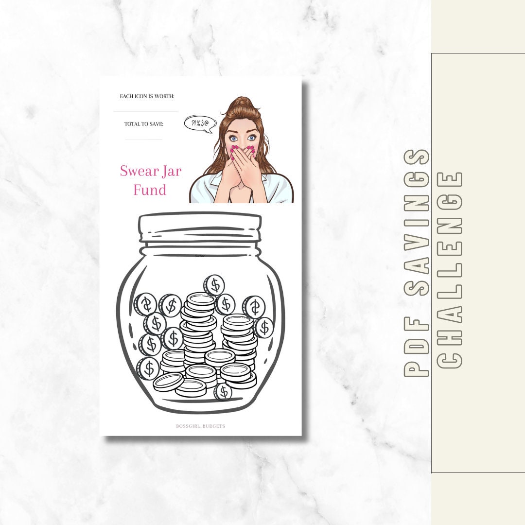 Swear Jar Savings Challenge | Printable A6 and A4 | PDF Download ...