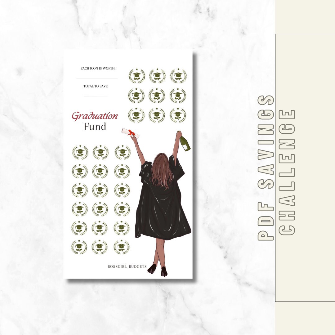Graduation Savings Challenge | Printable A6 and A4 | PDF Download ...